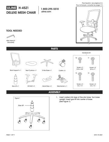 ULINE Deluxe Mesh Chair Instructions | Manualzz