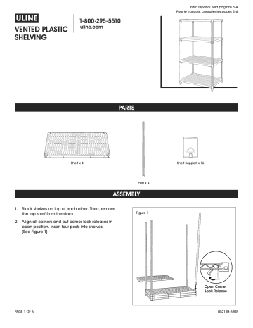 Uline Vented Plastic Shelving Guide d'installation | Manualzz