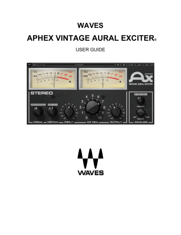 WAVES Aphex Vintage Aural Exciter Plugin User Guide | Manualzz