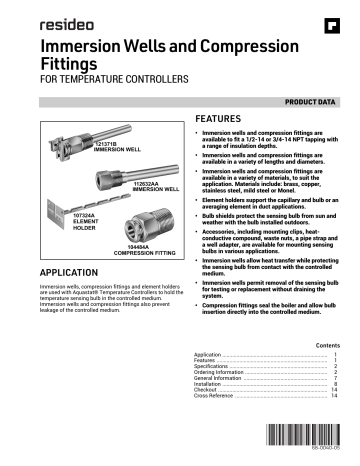 resideo Immersion Wells and Compression Fittings Installation Guide ...