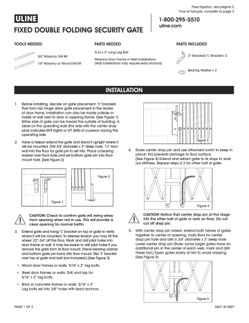 Uline Fixed Double Folding Security Gate Guide d'installation | Manualzz