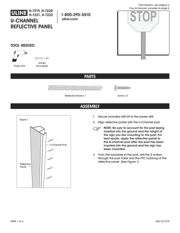 ULINE U-Channel Reflective Panel Installation Guide | Manualzz