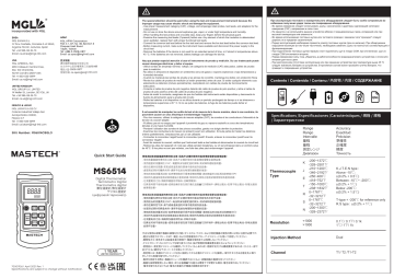 Mastech MS6514 Digital Thermometer Mode d'emploi | Manualzz