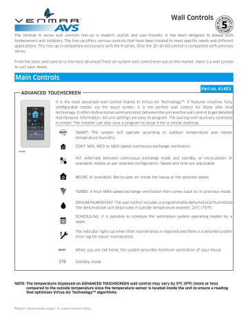 VENMAR 41403 Advanced Touch Screen Control Instructions | Manualzz