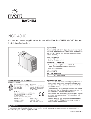 Raychem NGC-40-IO Installation Manual | Manualzz