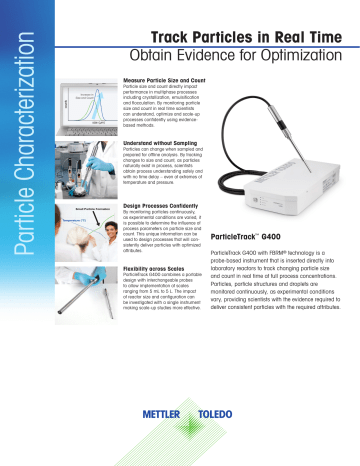 Mettler Toledo ParticleTrack G400 Datasheet | Manualzz