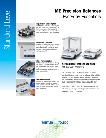 Mettler Toledo ME Precision Balances Datasheet | Manualzz