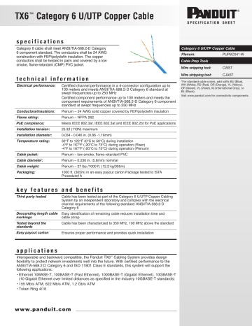 Panduit PUP6C04BU-W Specification Sheets | Manualzz