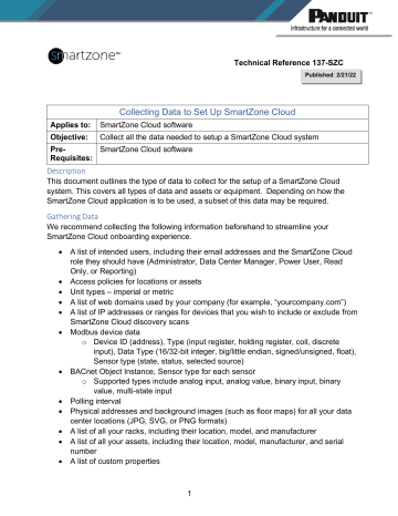 Panduit SZ-CLOUD DCIM Software Technical Reference | Manualzz
