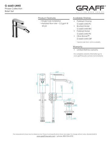 Graff G-6660-LM45 Phase Bidet Set Specification | Manualzz