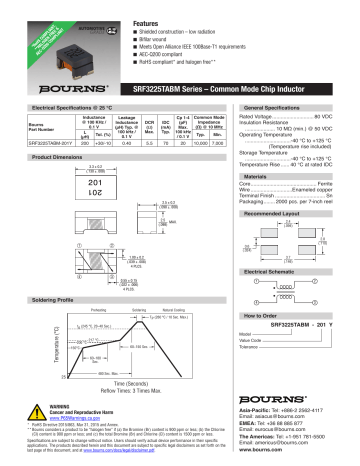 Bourns SRF3225TABM Magnetic Product sheet | Manualzz
