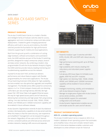 Aruba CX 6400 Series Switch Product Sheet | Manualzz