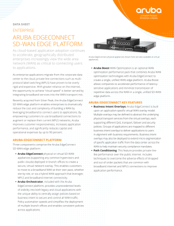 Aruba EdgeConnect SD-WAN Solution (Enterprise) Product Sheet | Manualzz