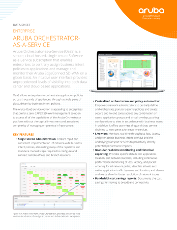 Aruba Enterprise Orchestrator-as-a-Service Product Sheet | Manualzz