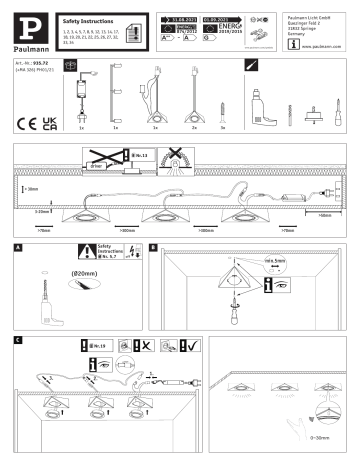 Paulmann 93572 Base Cabinet Lighting Installation manual | Manualzz