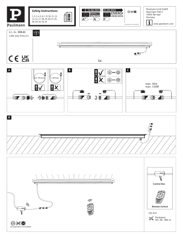Paulmann 93921 Luminaire Installation manual | Manualzz