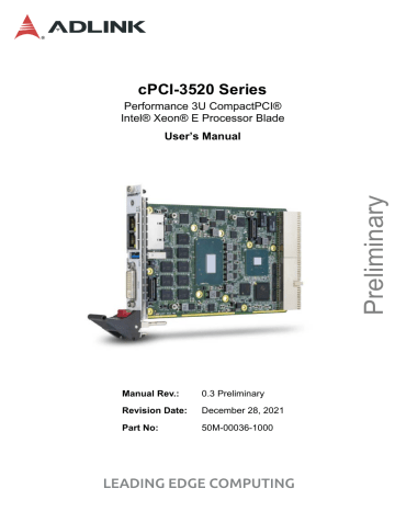 Adlink cPCI-3520 Series 3U CompactPCI 9th Gen Intel® Xeon®/Core™ i7 ...