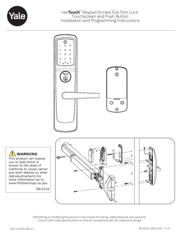 Yale nexTouch Keypad Access Lock Installation Instructions | Manualzz