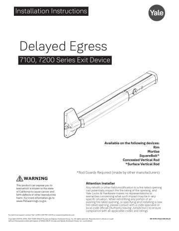 Yale 7000 Exit Device Installation Instructions | Manualzz
