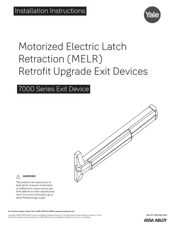 Yale 7000 Exit Device Installation Instructions | Manualzz