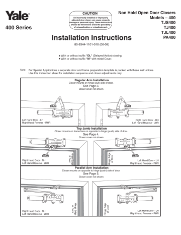 Yale 400 Door Closer Installation Instructions | Manualzz