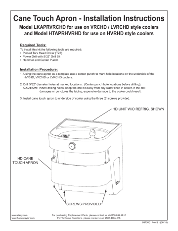 Elkay LKAPRVRCHD Cane Apron Installation Instructions | Manualzz