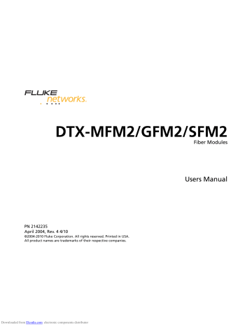 Fluke DTX-GFM2, DTX-MFM2, DTX-SFM2 User Manual | Manualzz