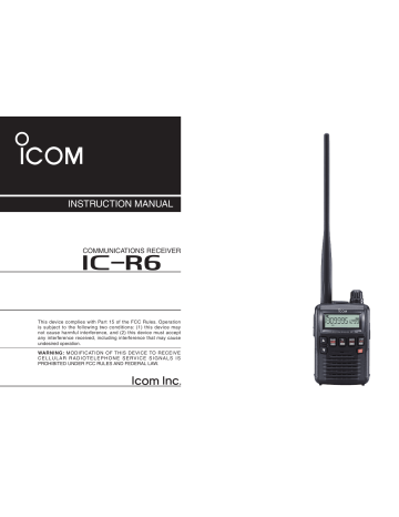 Icom IC-R6 Instruction Manual | Manualzz