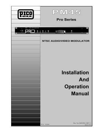 Pico Macom PM45 Installating And Operation Manual | Manualzz