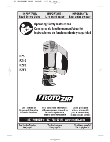 RotoZip RZ10 Operating And Safety Instructions Manual | Manualzz