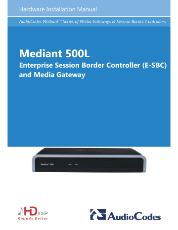 AudioCodes Mediant 500L MSBR Hardware Installation Manual | Manualzz