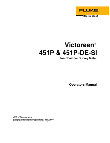 Fluke Victoreen 451P, Victoreen 451P-DE-SI Operator's Manual | Manualzz