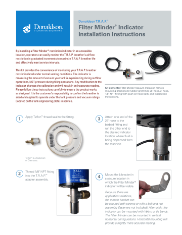 Donaldson Filter Minder Indicator Installation Instructions | Manualzz