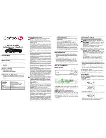 Control 4 C4-8AMP1-B Installation And Setup Manual | Manualzz