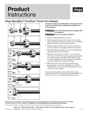 Viega ManaBloc PureFlow Product Instructions | Manualzz