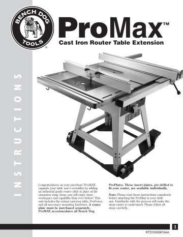Bench Dog Tools ProMax Instructions Manual | Manualzz