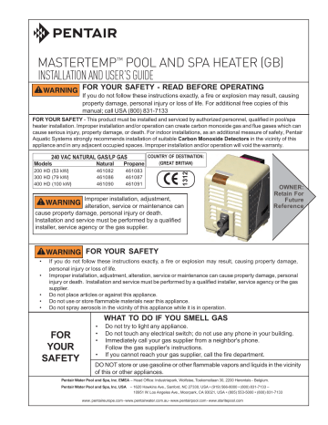 Pentair Mastertemp 300 Manual