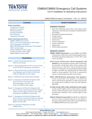 TekTone CM900 Installation & Operating Instructions Manual | Manualzz