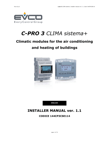 Evco C-PRO 3 CLIMA sistema+ Installer Manual | Manualzz