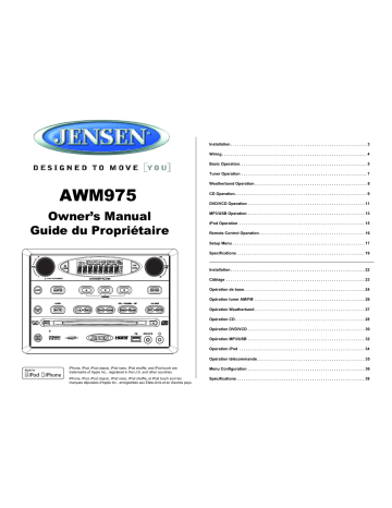 Jensen AWM975 Owner's Manual | Manualzz