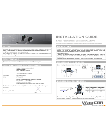 Waycon LRW2 Series Installation Manual | Manualzz