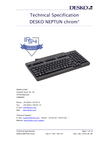 DESKO NEPTUN chrom Technical Specification | Manualzz