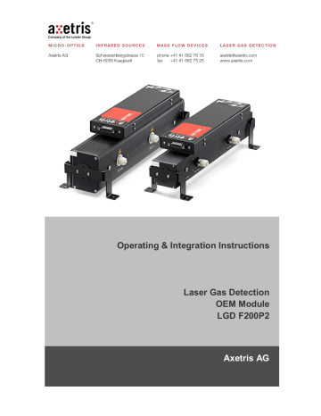 Axetris LGD F200P2 Operation And Integration Instructions | Manualzz