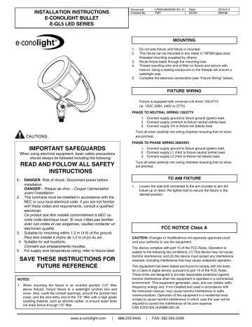 e-conolight E-GL5 LED SERIES Installation Instructions | Manualzz