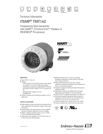 Endress+Hauser iTEMP TMT162 Technical Information | Manualzz