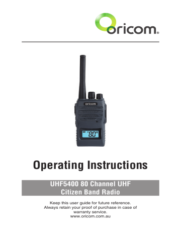 Oricom UHF5400 Watt Handheld UHF CB Radio User Guide | Manualzz