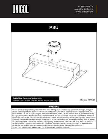 Unicol Projector Suspension Units | PSU Instructions | Manualzz