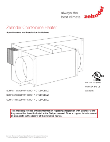 Zehnder ComfoInline Heater Installation Guide | Manualzz