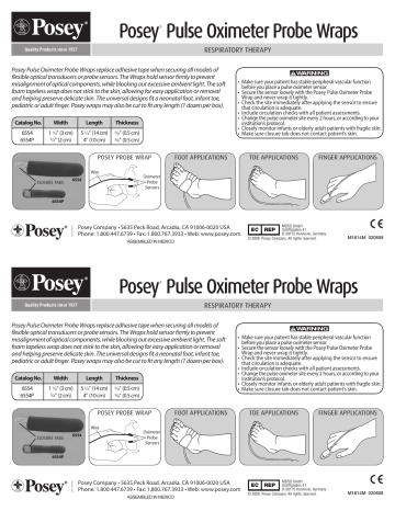 Posey 6554 Pulse Oximeter Probe Wraps Instructions for use | Manualzz