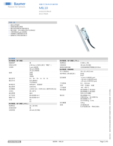 Baumer MIL10 Linear encoder データシート | Manualzz